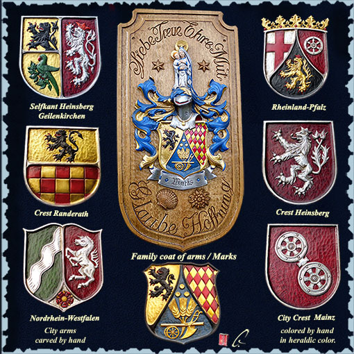 Heraldik carvings Wood - carved and painted Nobility and Family Coat of ...